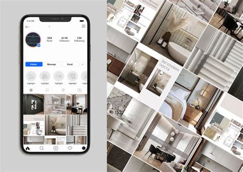Оформление аккаунта дизайнера интерьеров в соцсетях Instagram Feed