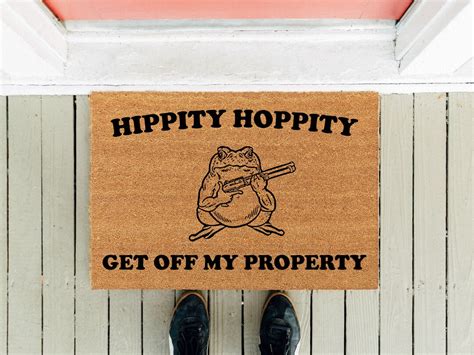 hippity hoppity get off my property v3 welcome doormat funny doormat