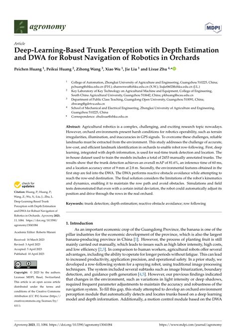 pdf deep learning based trunk perception with depth estimation and