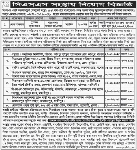 Ngo Non ২০০ পদে সিএসএস Css Ngo তে নিয়োগ বিজ্ঞপ্তি সরাসরি সাক্ষা