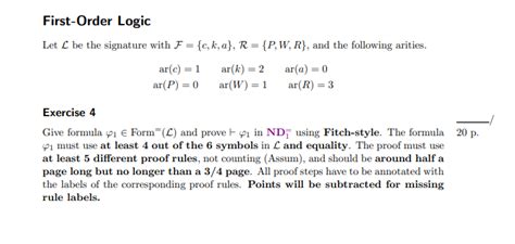Solved Let L Be The Signature With F C K A R P W R And Chegg Com