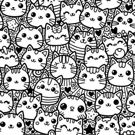 Cat Doodle Coloring Book Page Fill Your World With Color Vector Vibez