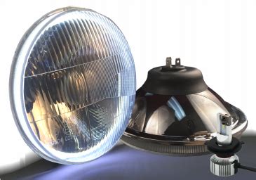 Headlights 7 Inch Round Headlights Universal H4 Convex Lens With Halo