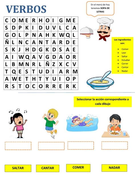 Actividades Interactivas De Verbos Worksheet Verbos Y Sustantivos