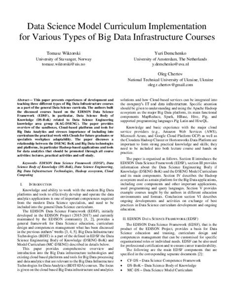 Pdf Data Science Model Curriculum Implementation For Various Types Of