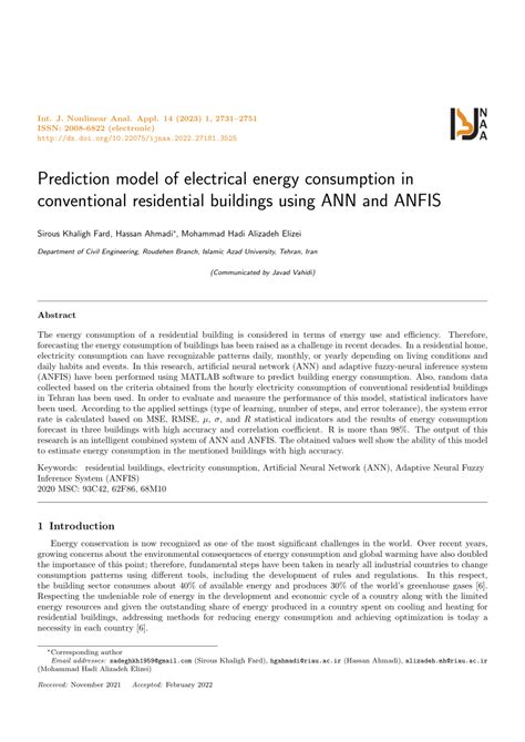 Pdf Prediction Model Of Electrical Energy Consumption In Conventional Residential Buildings