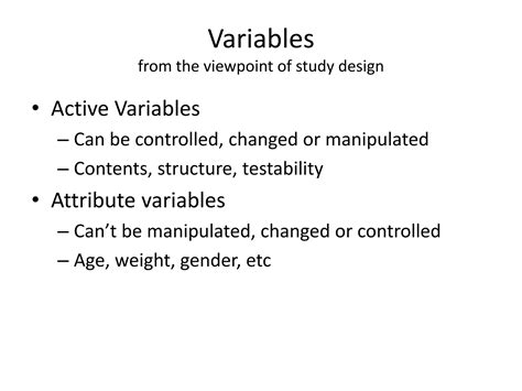 Variables Types And Operational Definitions Pptx Science