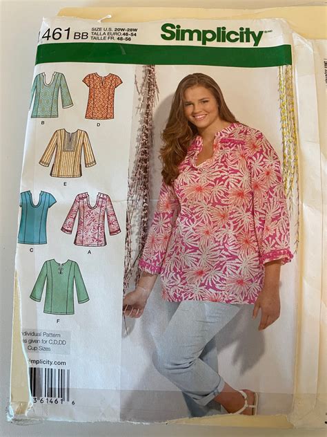 Simplicity Tunic Pattern With Neckline And Sleeve Variations Etsy
