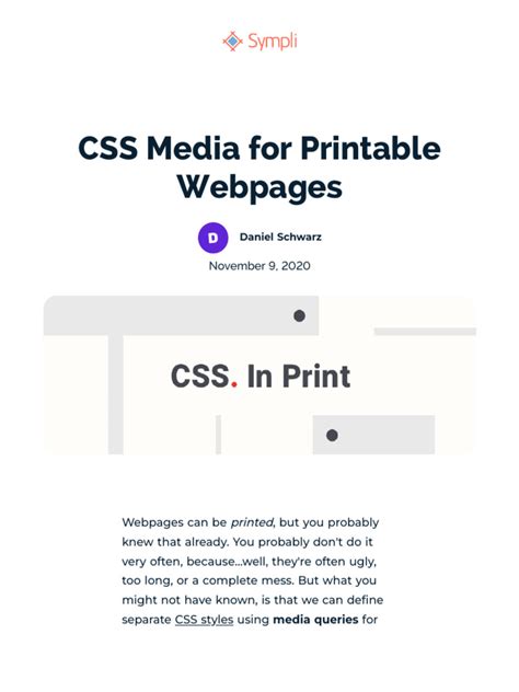 How To Use Css Media Queries To Make Printable Web Pages Sympli Pdf