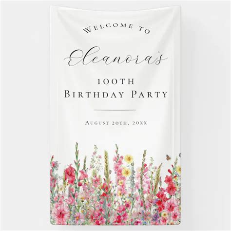 100th Birthday Party August Birth Flower Welcome Banner Zazzle