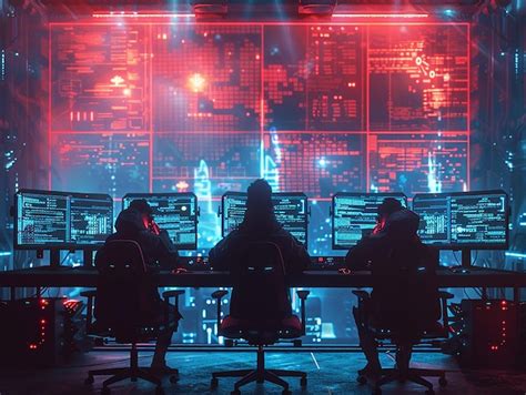 A Cybersecurity Team Monitoring Systems For Cyber Threats Premium Ai Generated Image