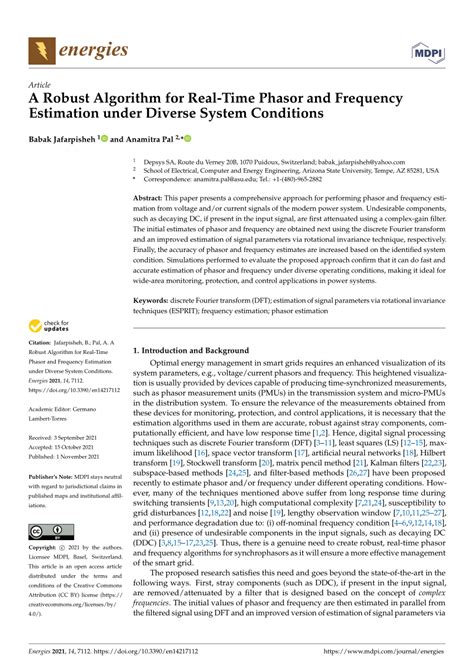 pdf a robust algorithm for real time phasor and frequency estimation
