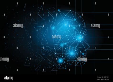 Abstract Circle Connection Futuristic With Flare Light On Grid Backgroundfuture Conceptvector