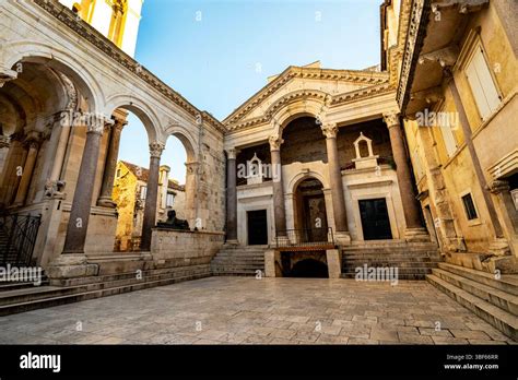 Ancient Roman Peristyle At Diocletians Palace In Split Croatia Stock