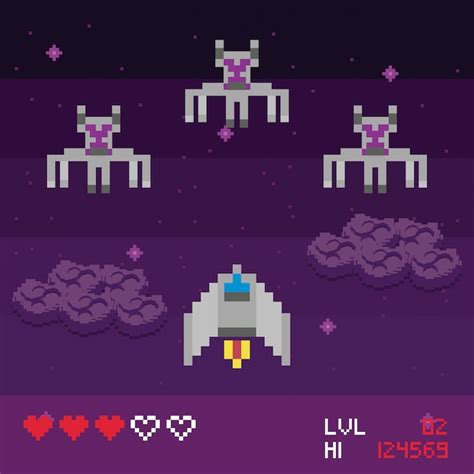 premium vector retro video game space pixelated scene