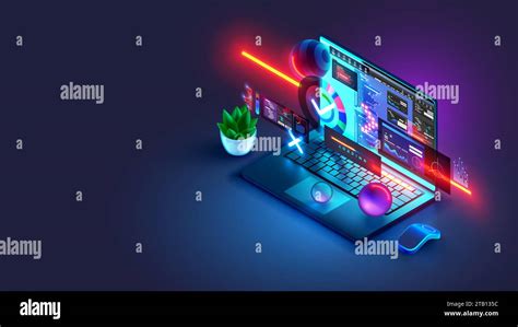Programming Software Development Computer Technology Isometric Concept