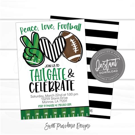 Football Tailgate Kick Off Party Invitation Editable Football Party