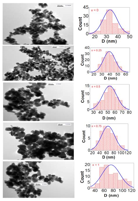 Tem Images And Particle Size Distribution Histograms For The