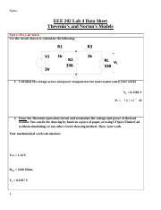 EEE 202 Lab 4 Data Sheet.docx - Name: EEE 202 Lab 4 Data Sheet Thevenin's and Norton's Models ...