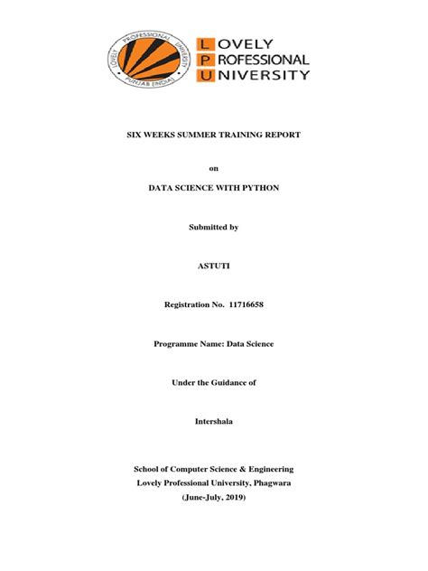 Six Weeks Summer Training Report Pdf Pdf Logistic Regression Regression Analysis