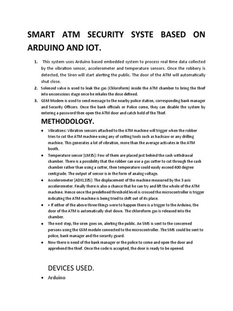 Smart Atm Security Syste Based On Arduino And Iot Pdf Automated