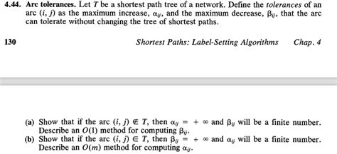 444 Arc Tolerances Let T Be A Shortest Path Tree Of A Network Define The Tolerances Of An