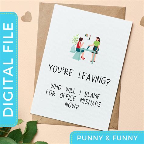 Coworker Leaving Card Farewell Card Funny Goodbye Card Goodbye Coworker I Will Miss You
