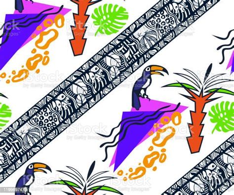 추상 원활한 패턴 기하학적 인물과 창조적 인 배경 섬유와 직물에 대한 재미있는 벽지 패션 스타일입니다 다채로운 밝은 0명에 대한 스톡 벡터 아트 및 기타 이미지 Istock