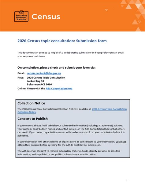 Fillable Online 2026 Census Topic Consultation Submission Form Fax