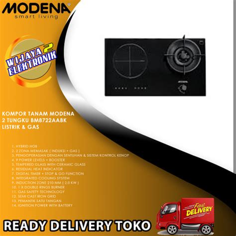 Jual Modena Kompor Tanam 2 Tungku Bm8722aabk Listrik And Gas Bm 8722 Aabk