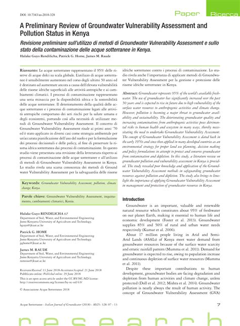 Pdf A Review Of Groundwater Vulnerability Assessment In Kenya