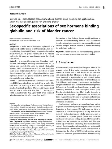 Pdf Sex Specific Associations Of Sex Hormone Binding Globulin And