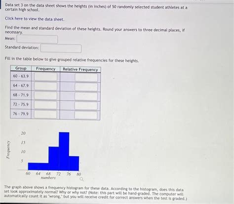 Solved Data Set 3 On The Data Sheet Shows The Heights In