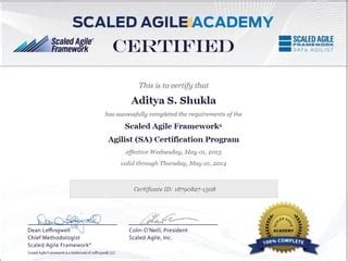 Scaled Agile Framework Agilist SAFe Agilist PDF