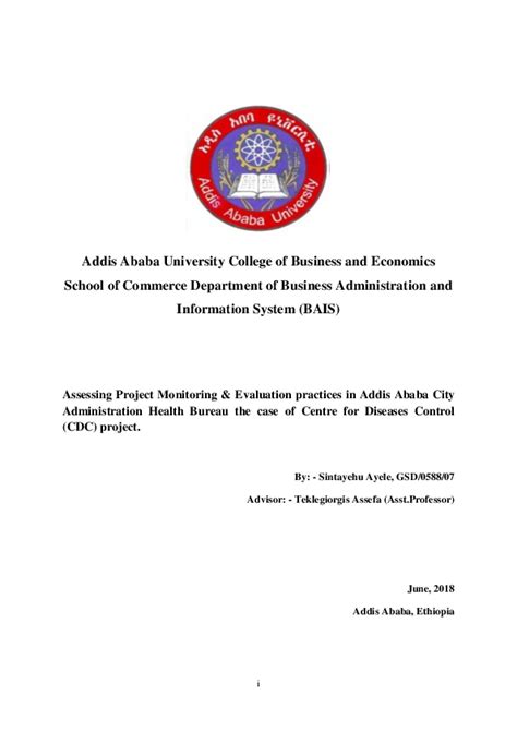 Pdf Assessing Project Monitoring And Evaluation Practices In Addis Ababa City Administration