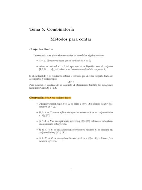 Combinatoria Pdf Conjunto Matemáticas Función Matemáticas