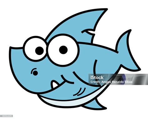 Funny Shark Cartoon Character On White Background Stock Illustration