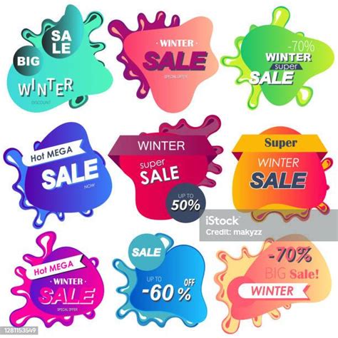 겨울 세일 배너 3d 스타일 세트 온라인 쇼핑 및 상점 마케팅 자료 포스터 뉴스 레터 소셜 미디어 광고 및 배너 웹 사이트 배지 라벨 및 스티커 템플릿 벡터 그림입니다 3