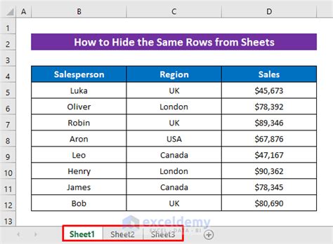 How To Hide The Same Rows Across Multiple Excel Worksheets