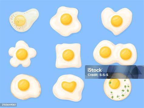 계란 후라이 모양입니다 오믈렛 아이콘 닭 튀김 계란 써니 사이드 업 오믈렛 원형 하트 허브와 노 른자를 사용한 다른 모양 유기농