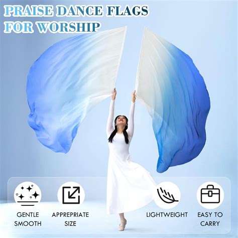 2 Pcs Praise Dance Worship Flags With Scalable Rod 55 Semicircle Angel