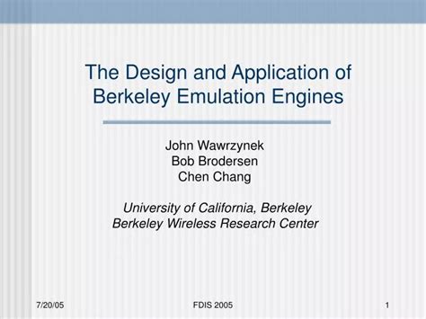 Ppt The Design And Application Of Berkeley Emulation Engines Powerpoint Presentation Id 4272130
