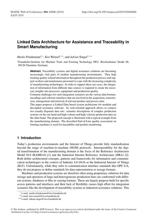 Pdf Linked Data Architecture For Assistance And Traceability In Smart Manufacturing