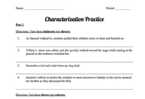 Characterization Practice By Interactive English Activites Tpt