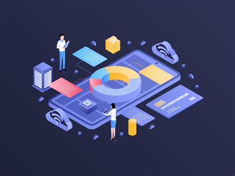 Premium Vector Website Analytics Isometric Illustration Dark Gradient Suitable For Mobile App