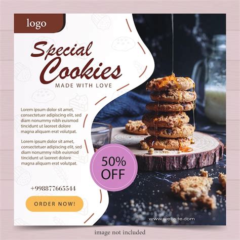 Premium Vector Cookies Banner Template With Photo For Social Media