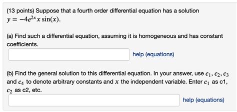 Solved 13 Points Suppose That A Fourth Order Differential