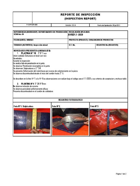 Inspección Visual Aws D11 Pdf Materiales Procesos Industriales