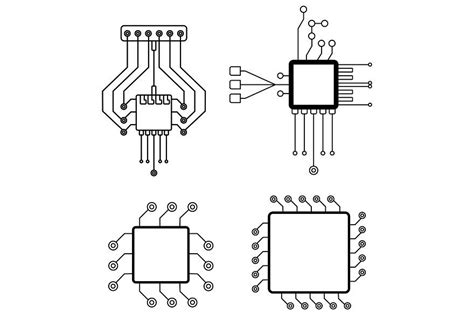 Computer Chip Icons Set Español