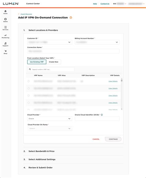 adding an ip vpn on demand connection to oracle lumen